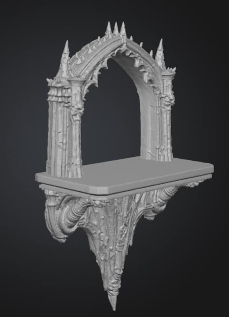 Gothic Wall Shelf STL – Bone Altar – Dark Fantasy Decor – 3D Printable ...