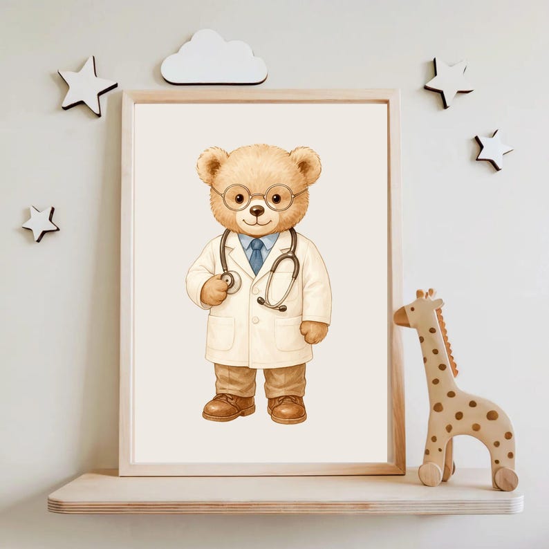 Teddy Bear Doctor Nursery Art: Little Heroes Prints (digital Download ...