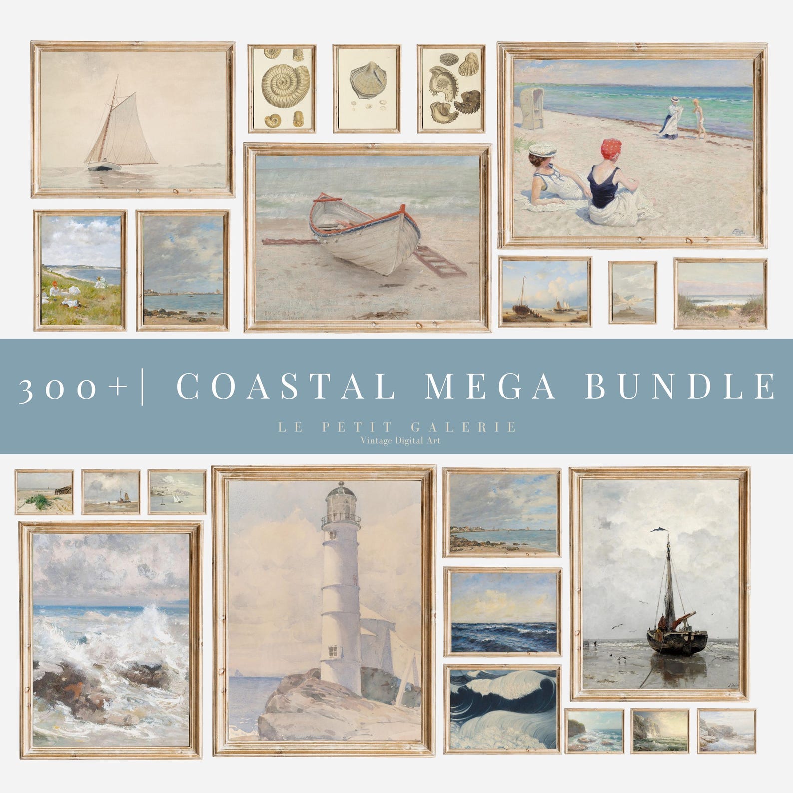 300+ Coastal Mega Bundle | Vintage Nautical & Beach Art Prints, Digital ...
