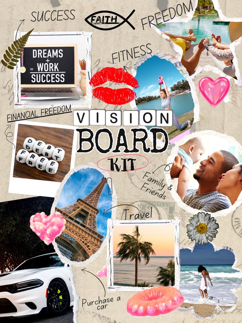 2026 Vision Board Template – Printable Motivational Graphics (digital ...