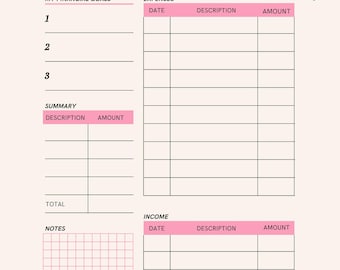 Printable Spending Tracker, Expense Tracker, Monthly Transactions Log ...