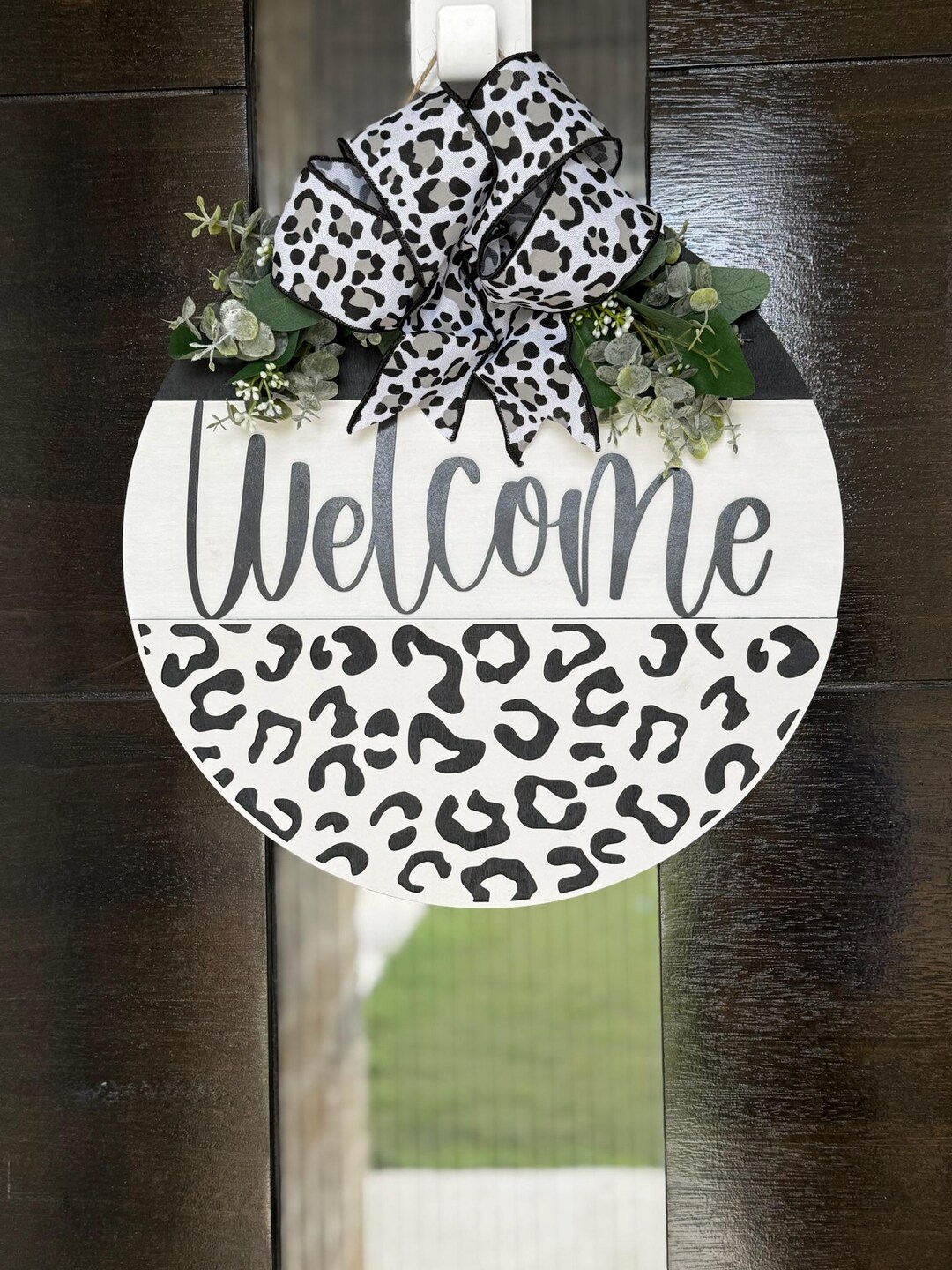 Leopard Print Welcome Sign: Laser Cut Wood Door Hanger - Etsy