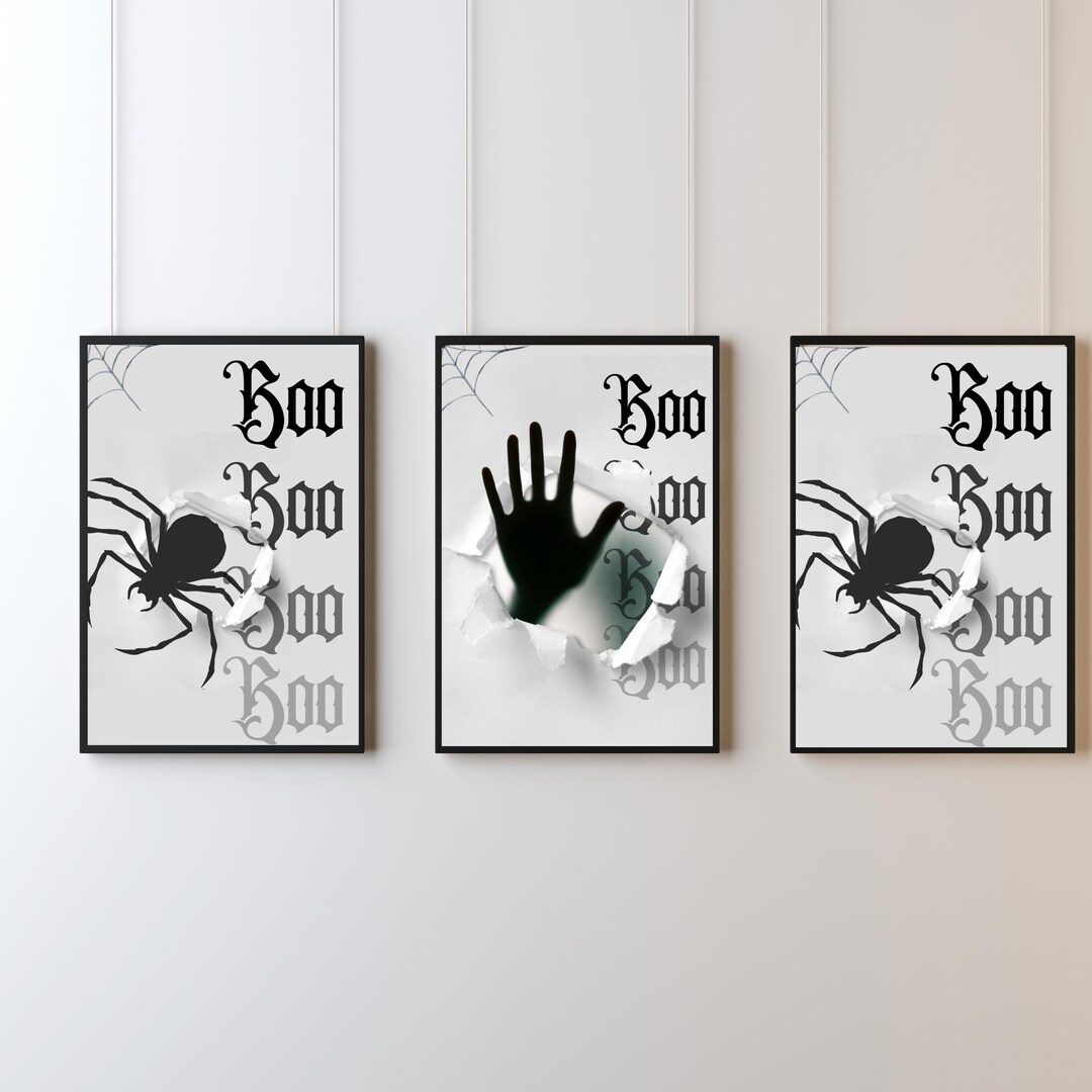 Halloween Wall Art Set | Spooky Pop Out Effect Prints | Boo Poster ...