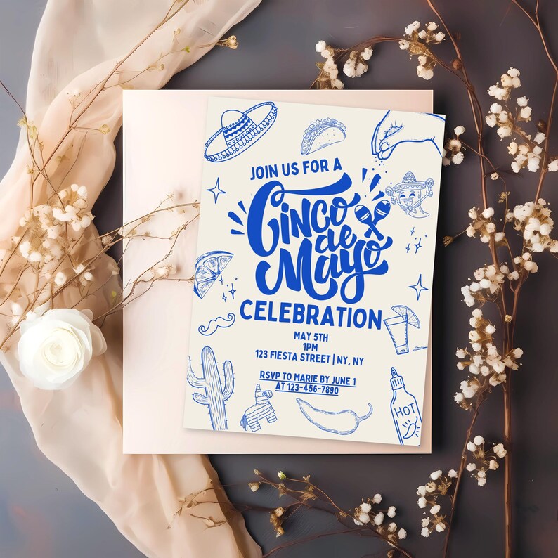 Cinco De Mayo Fiesta Invitation | Editable Digital Evite (canva ...
