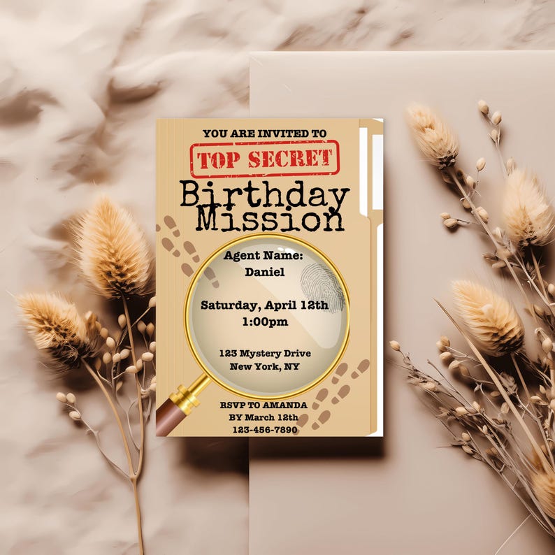 Spy Party Invitation | Top Secret Birthday Mission (canva Template) - Etsy