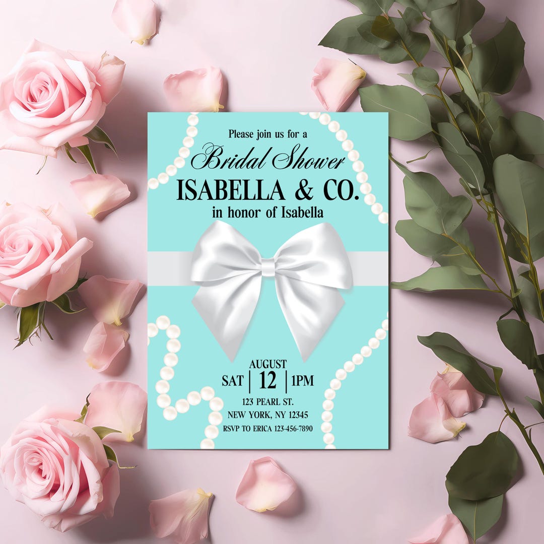 Tiffany Blue Bridal Shower Invitation | Editable Canva Template | Gift ...