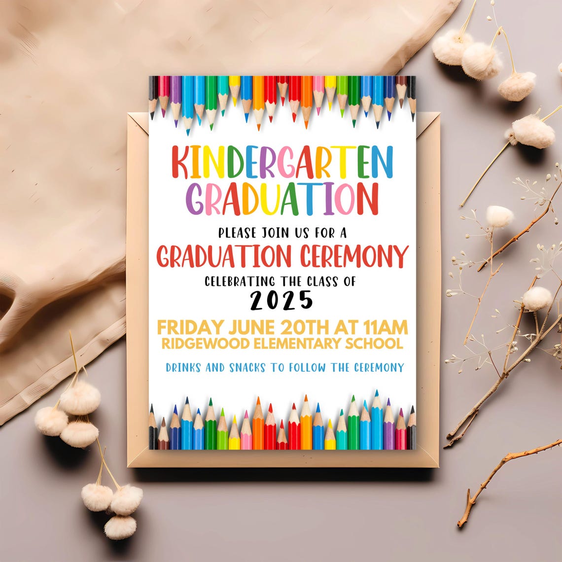 Editable Kindergarten Graduation Invitation|kindergarten Graduation ...