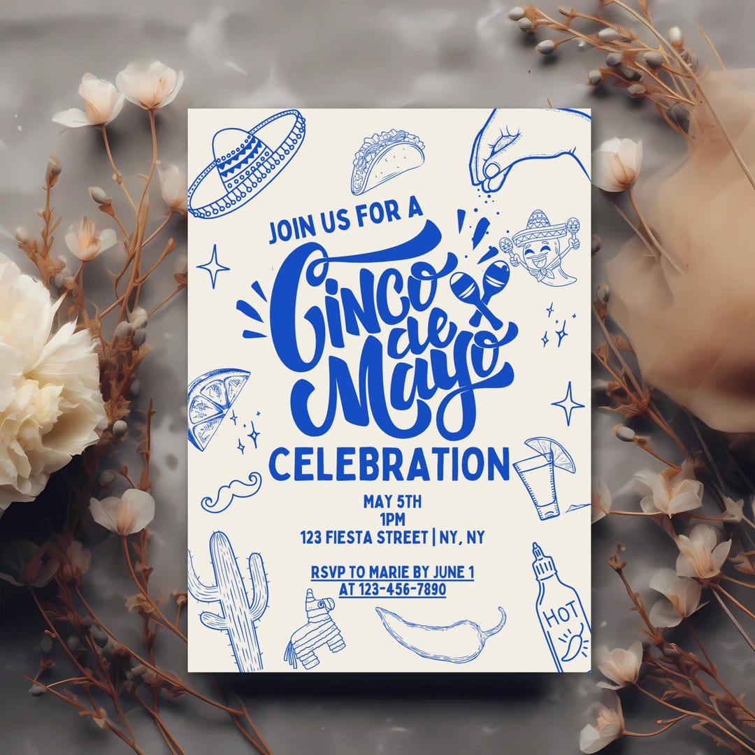 Cinco De Mayo Fiesta Invitation | Editable Digital Evite (canva ...