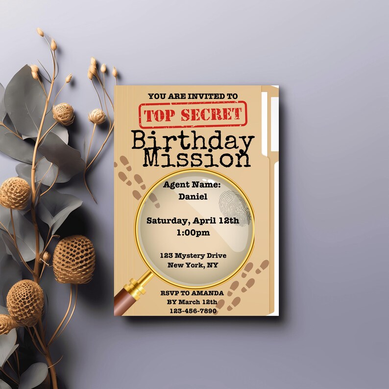 Spy Party Invitation | Top Secret Birthday Mission (canva Template) - Etsy