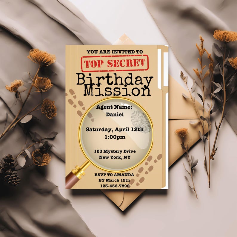 Spy Party Invitation | Top Secret Birthday Mission (canva Template) - Etsy