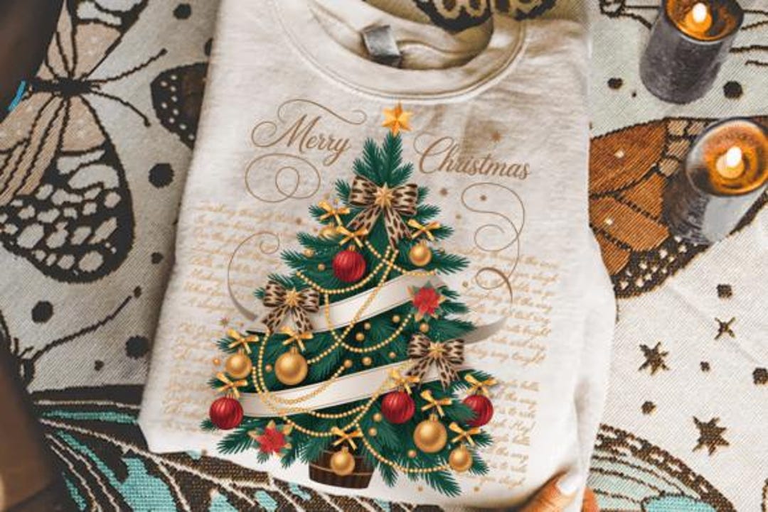 Vintage Christmas Tree DTF Transfer - Ready to Press - Etsy