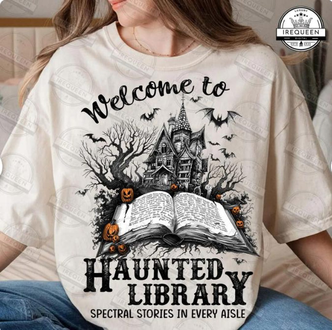 Haunted Library Halloween DTF Transfer, Ready to Press - Etsy