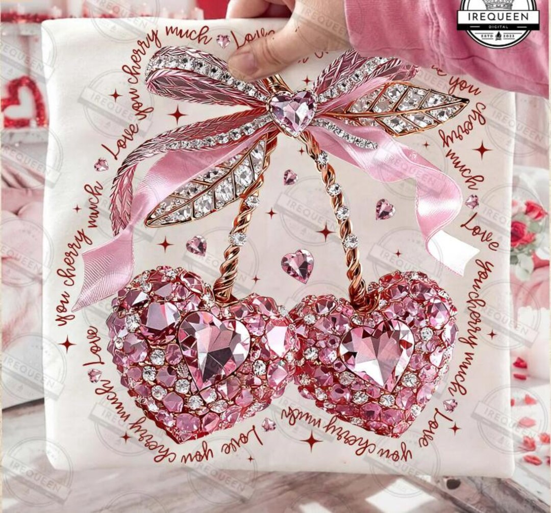 Valentine Cherry Rhinestone DTF Transfer, Ready to Press - Etsy