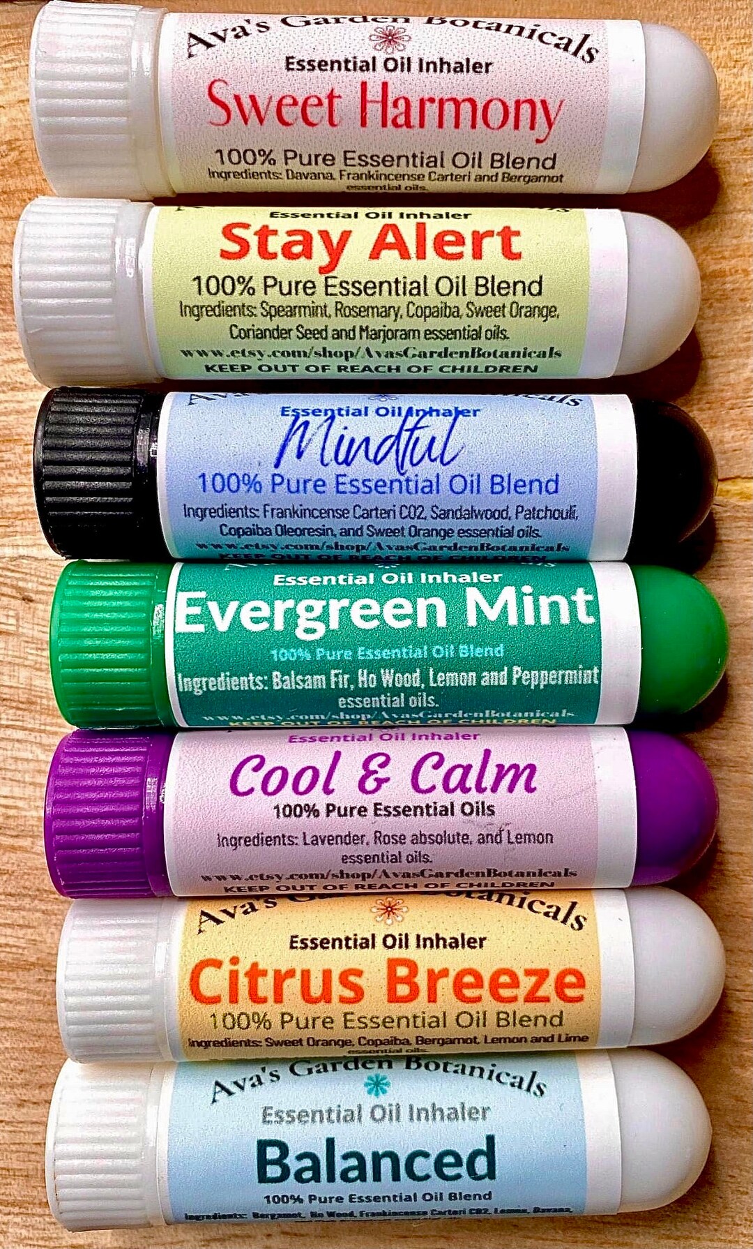 Set of 7 Aromatherapy Inhalers Pure Essential Oils Calming Relaxing ...