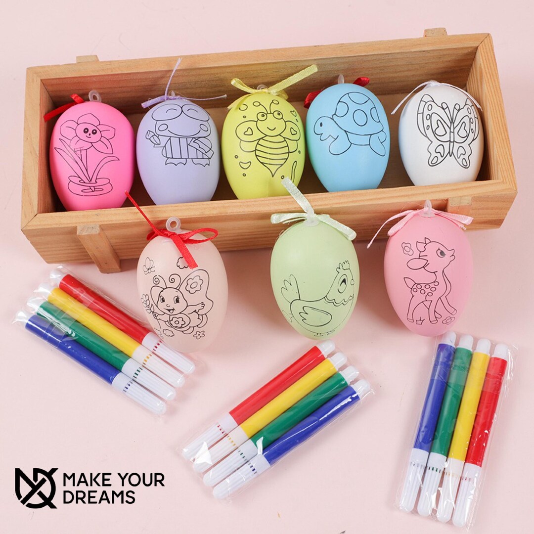 DIY Easter Egg Coloring Kit – 6 Paintable Eggs With Markers | Fun Kids ...