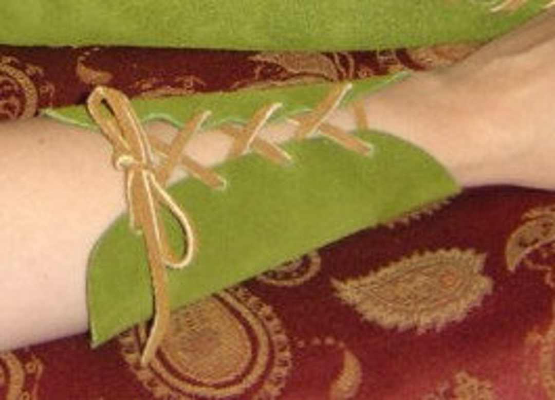 Child's Robin Hood Wrist Guards / Bracers- Moss Green Suede, Caramel ...