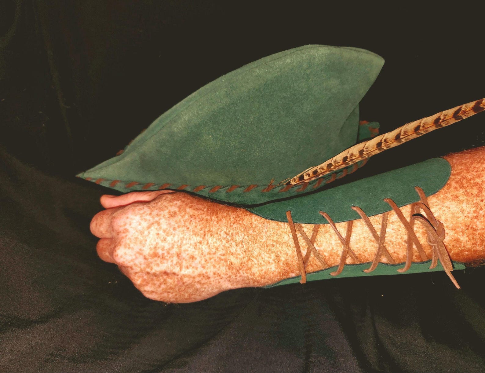 Robin Hood Hat, Wrist Guards - Hunter Suede, Chocolate Trim - Etsy