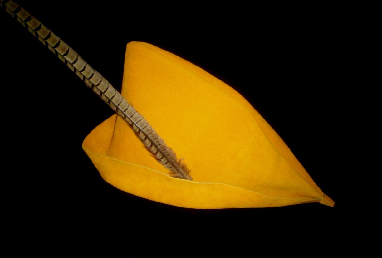 Pinocchio or Robin Hood Hat - Gold Suede - Etsy