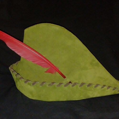 Robin Hood / Peter Pan Hat Moss Green Suede Brown Trim - Etsy