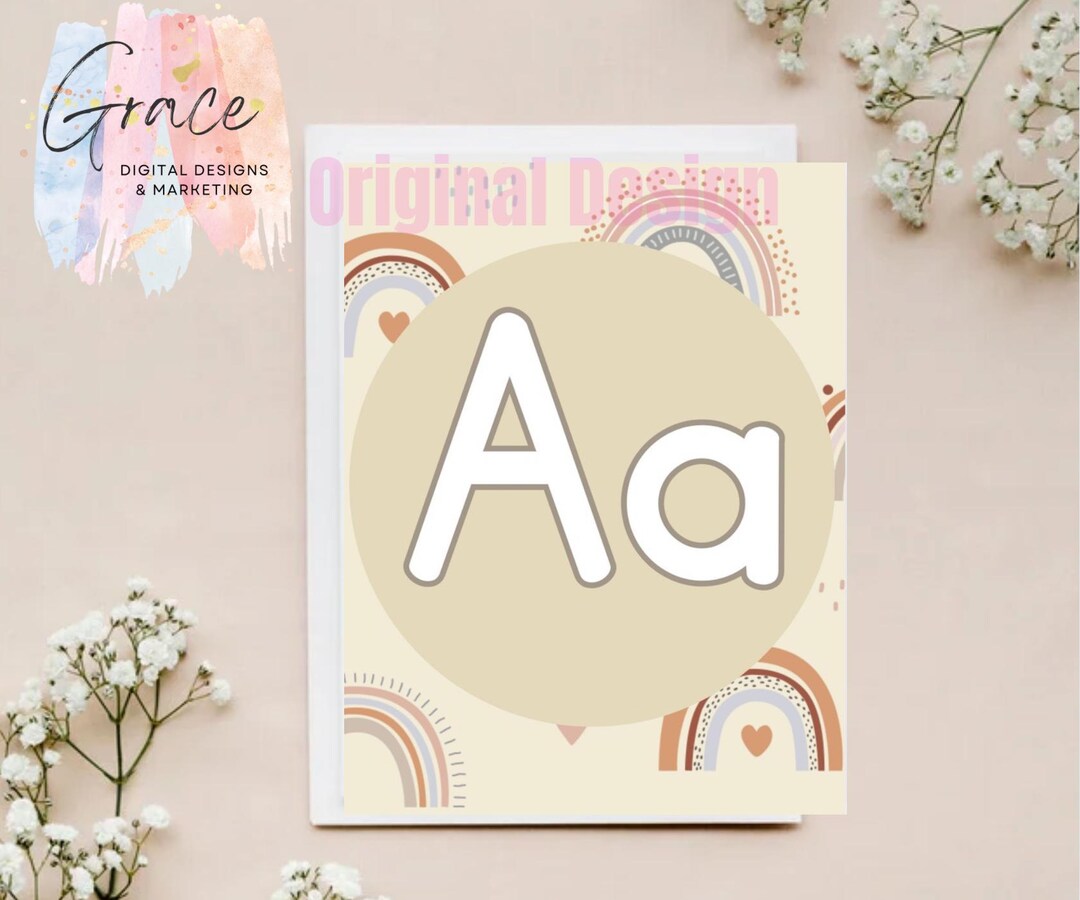 Boho Rainbow Alphabet Posters- Digital Download Template - Etsy