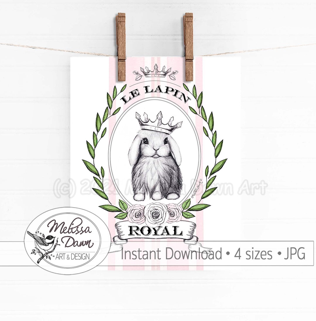 Royal Rabbit / Paris Bunny Art / Rabbit Printable / Vintage - Etsy Denmark