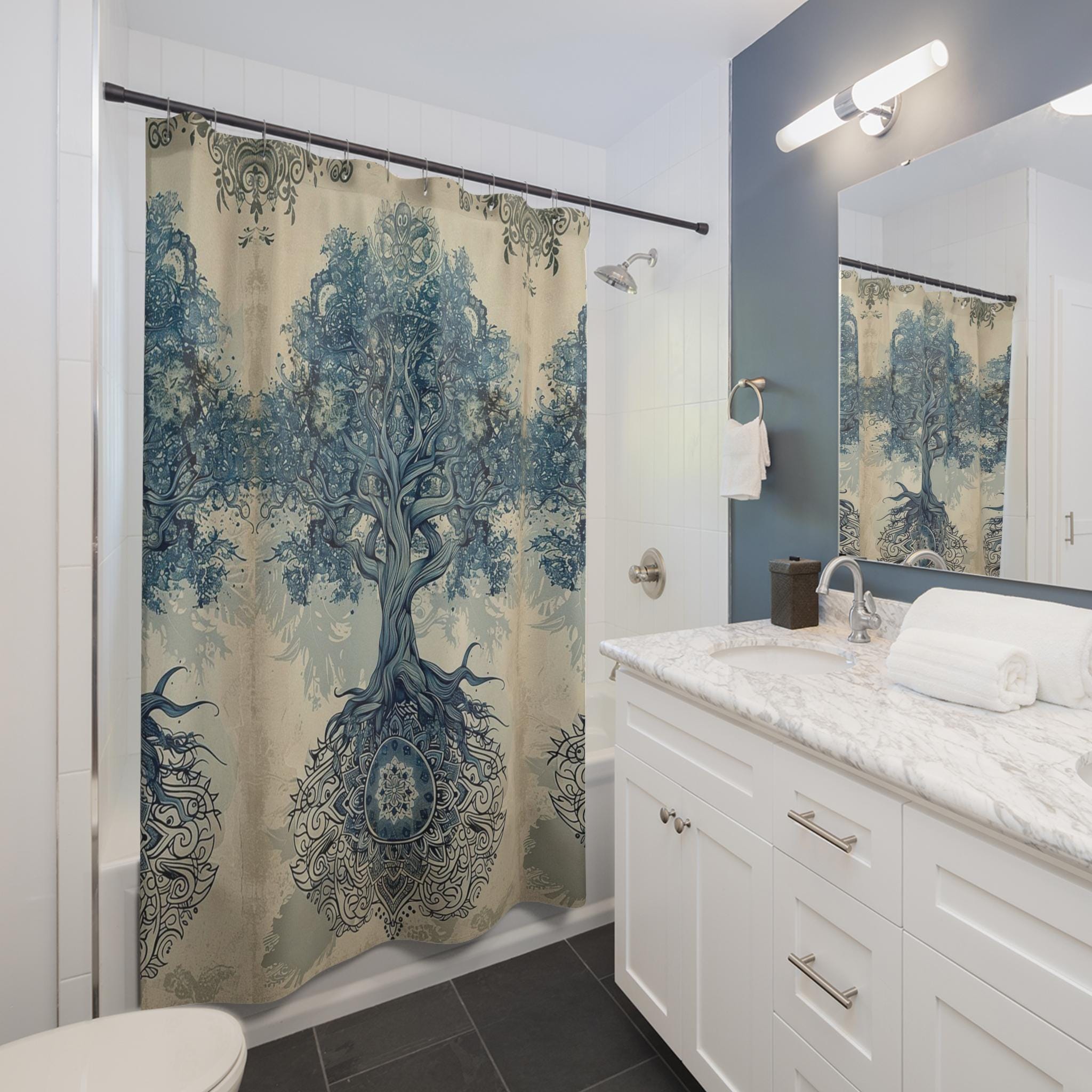 Bohemian Tree of Life Shower Curtain: Mandala Bathroom Decor - Etsy