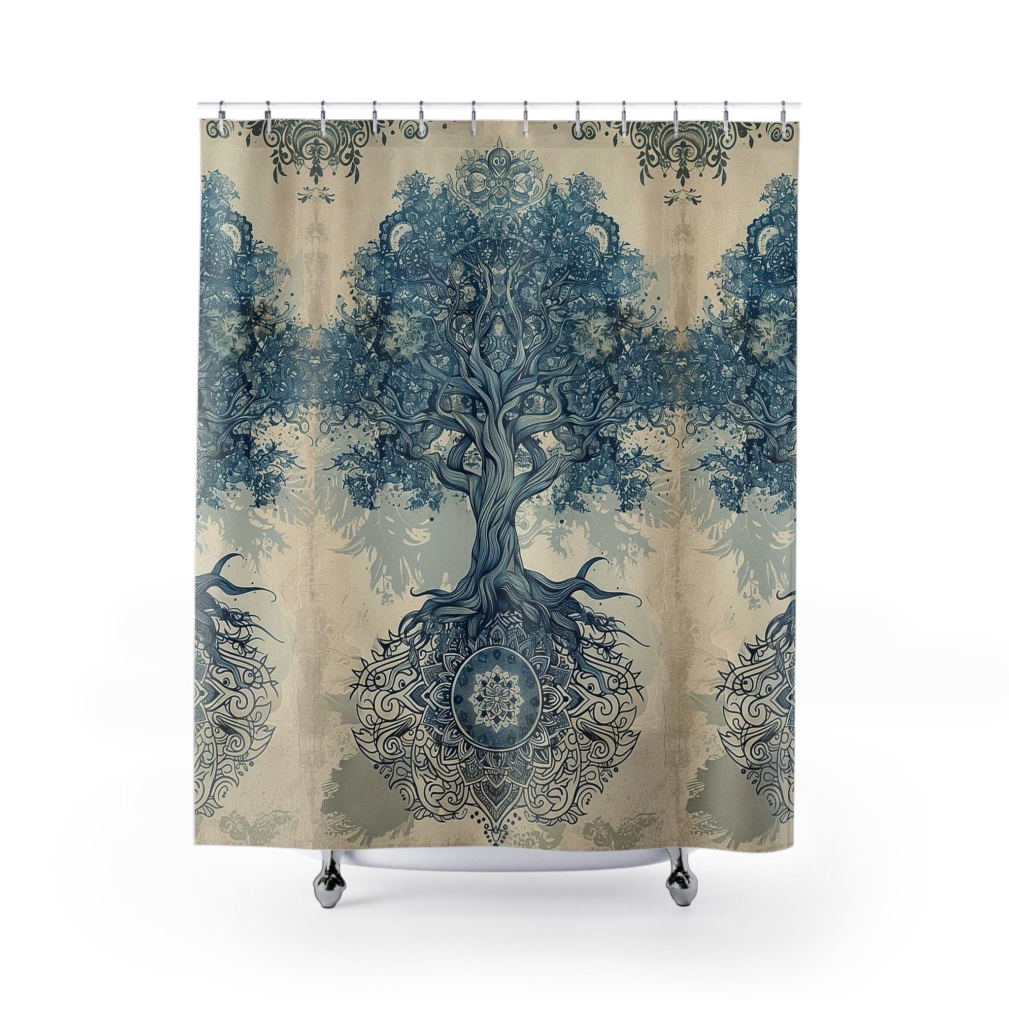Bohemian Tree of Life Shower Curtain: Mandala Bathroom Decor - Etsy
