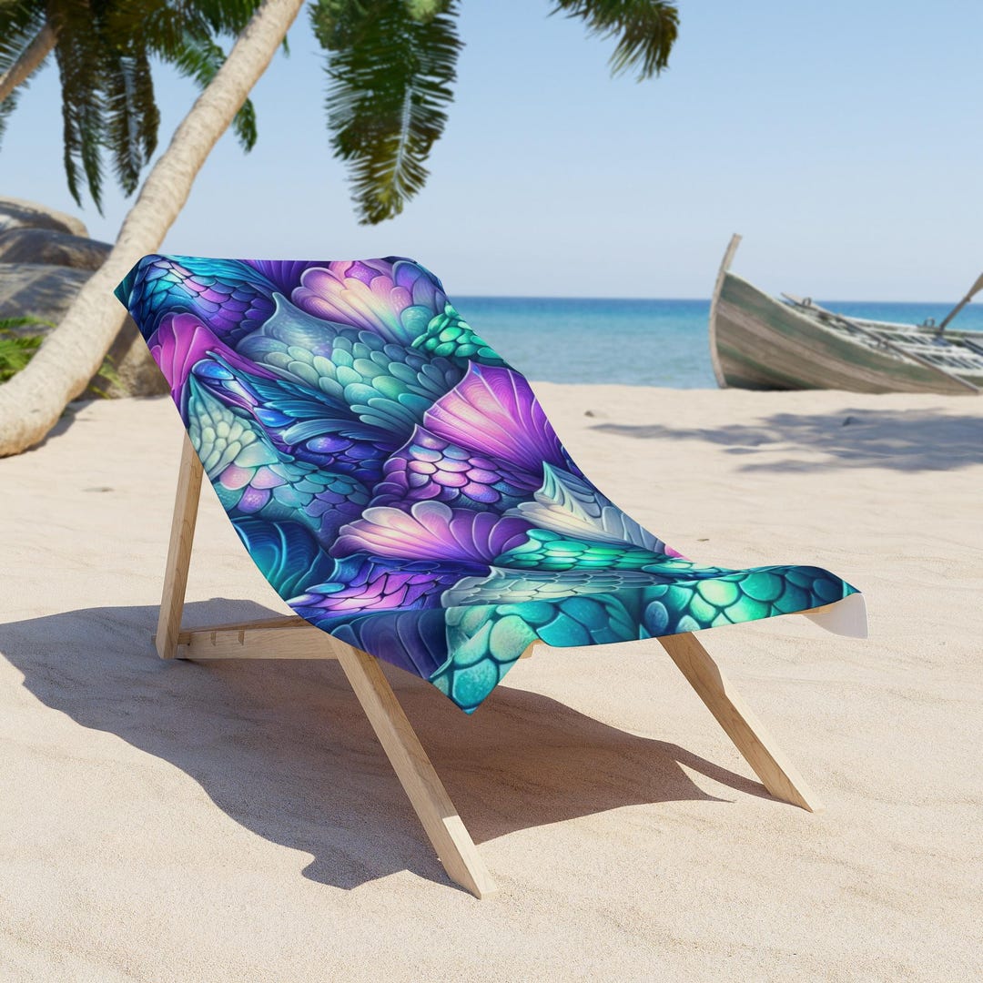 Mermaid Scales Beach Towel: Vibrant Tropical Pool Accessory - Etsy