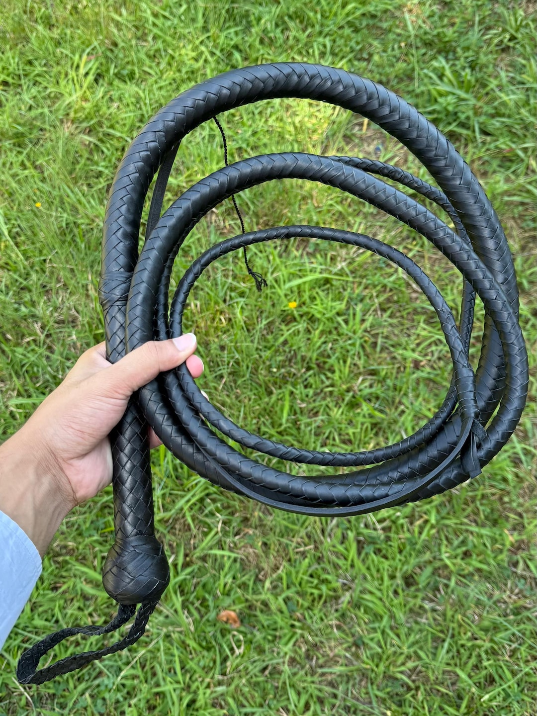 Black Leather Bullwhip 04ft to 16ft Long Whip Handmade Braided Pattern ...