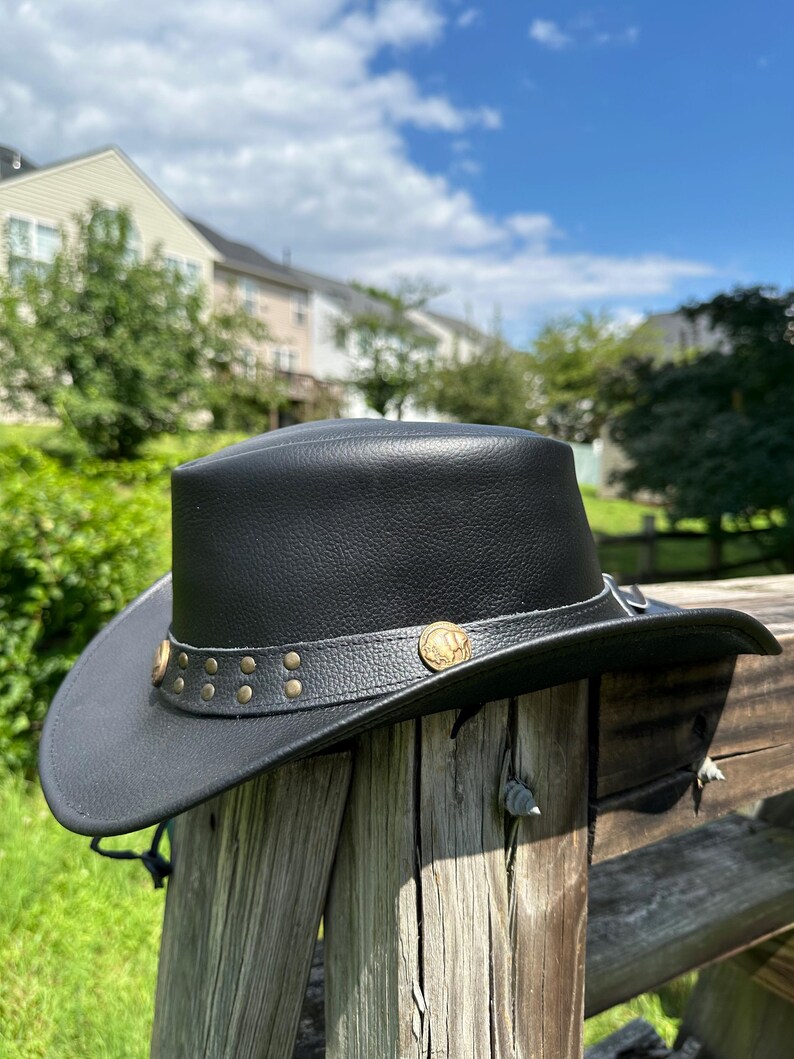 Handmade Cowhide Leather Cowboy Hat: Wide Brim Western Style - Etsy