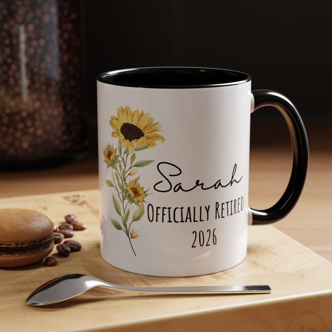 Personalized Happy Retirement Coffee Mug | Floral Design, 11oz/15oz - Etsy