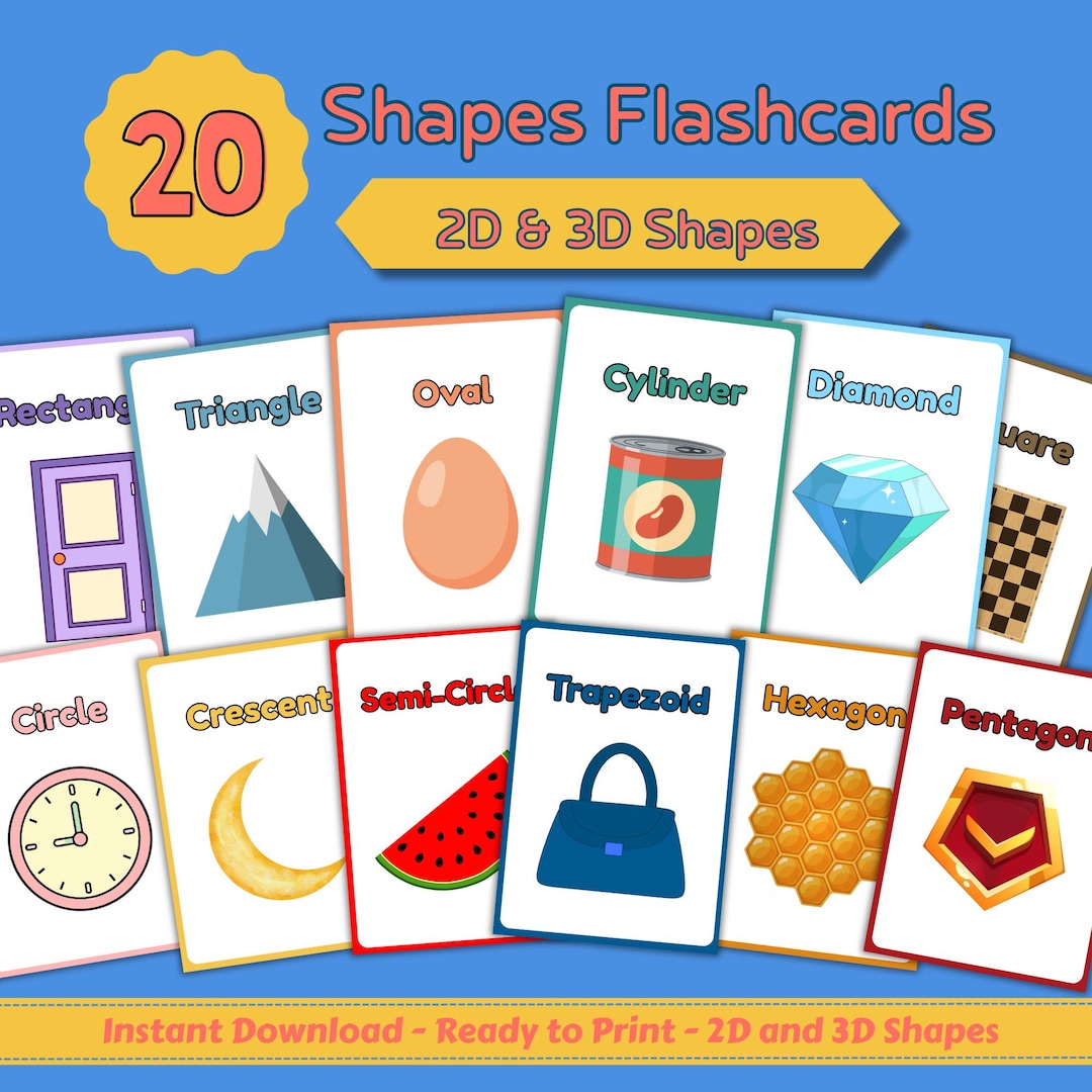 2D & 3D Shapes Flash Cards, Montessori Homeschool Printable (digital ...