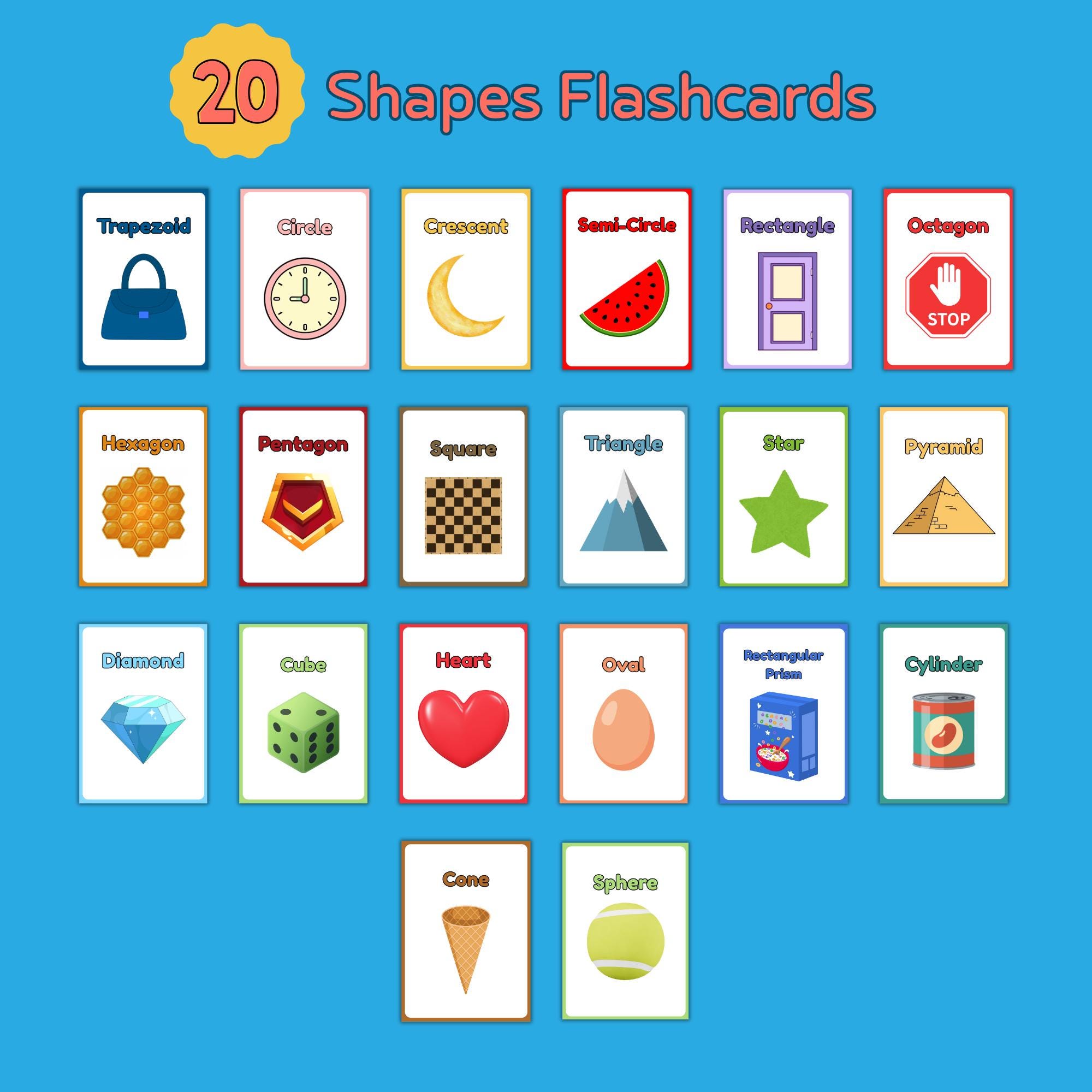 2D & 3D Shapes Flash Cards, Montessori Homeschool Printable (digital ...