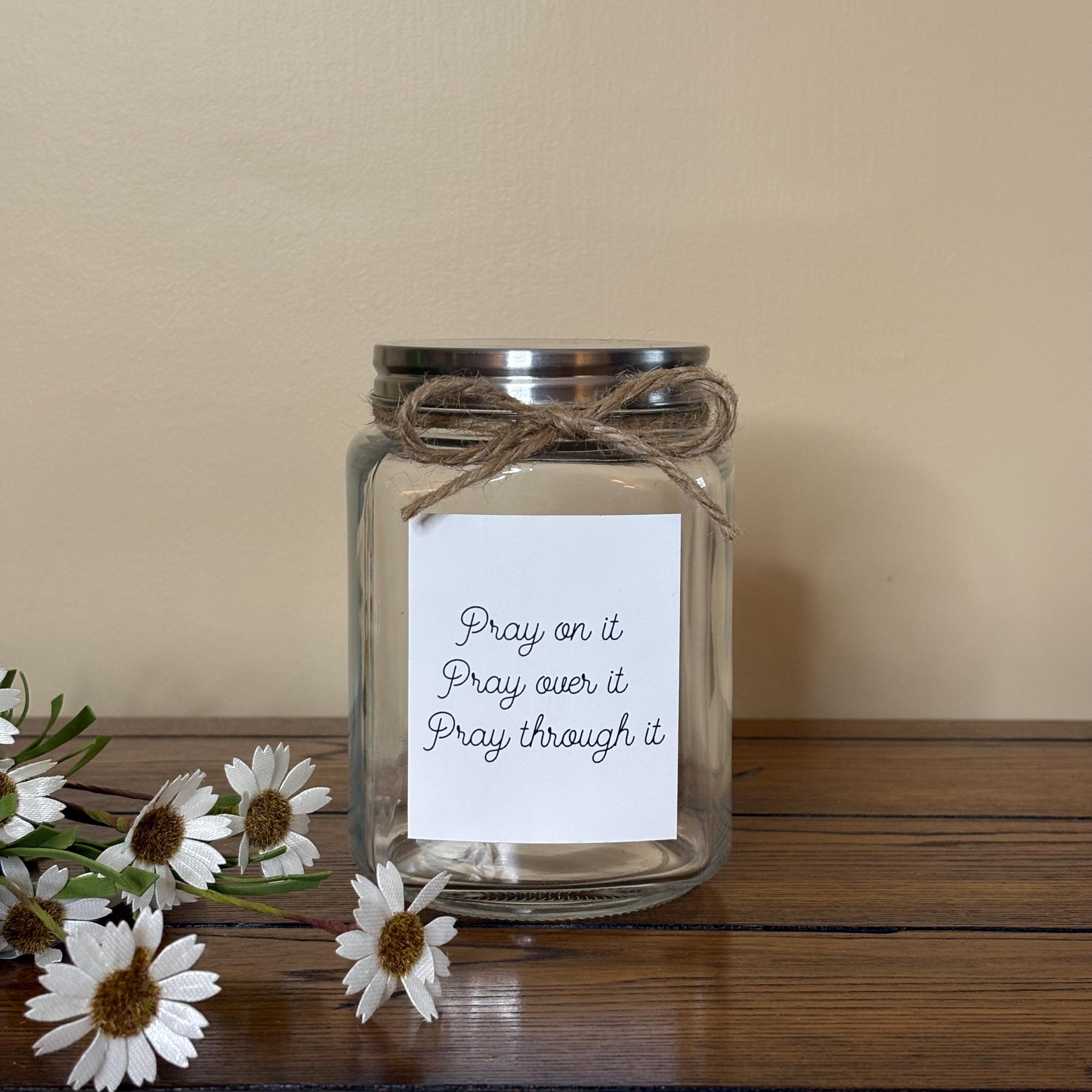Small Prayer Jar - Pray on It, Pray Over It Pray Through It - Christian ...