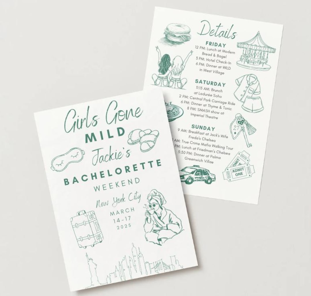 Girls Gone Mild Bachelorette Itinerary Template - Etsy