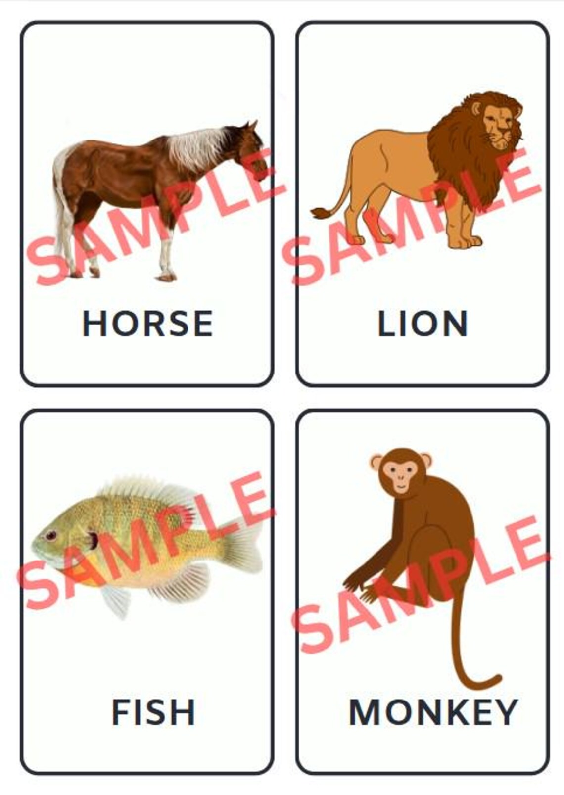 Printable Animal Flashcards for Kids | Preschool Learning Cards ...