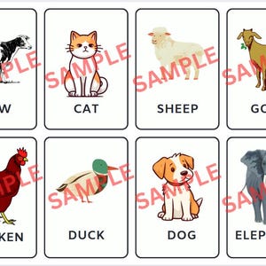 Printable Animal Flashcards for Kids | Preschool Learning Cards ...
