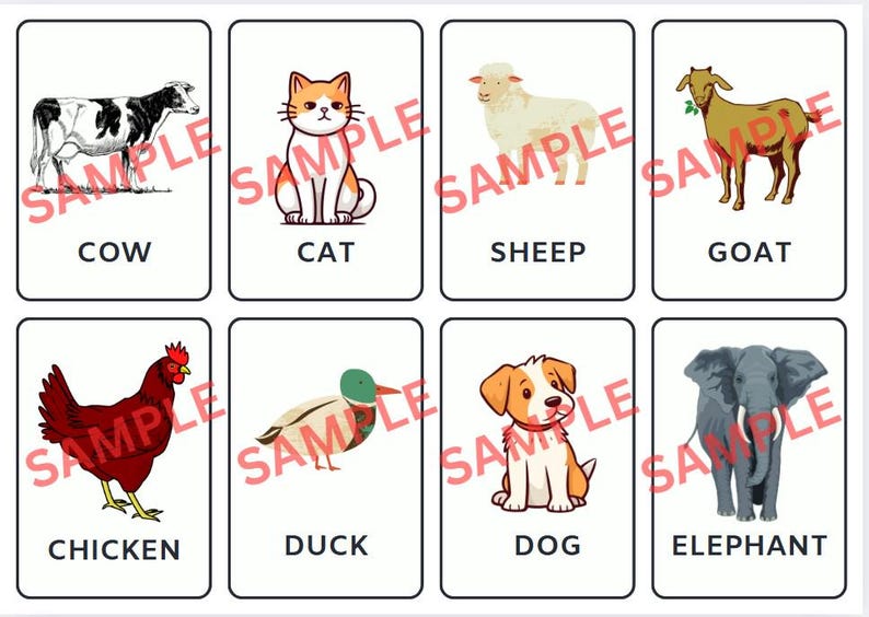 Printable Animal Flashcards for Kids | Preschool Learning Cards ...