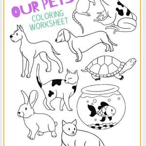 Printable Pet Animal Coloring Book for Kids | 10 Cute Animals + Bonus ...