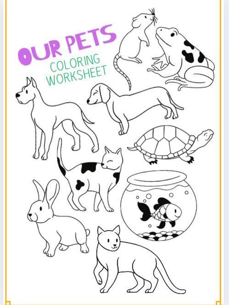 Printable Pet Animal Coloring Book for Kids | 10 Cute Animals + Bonus ...