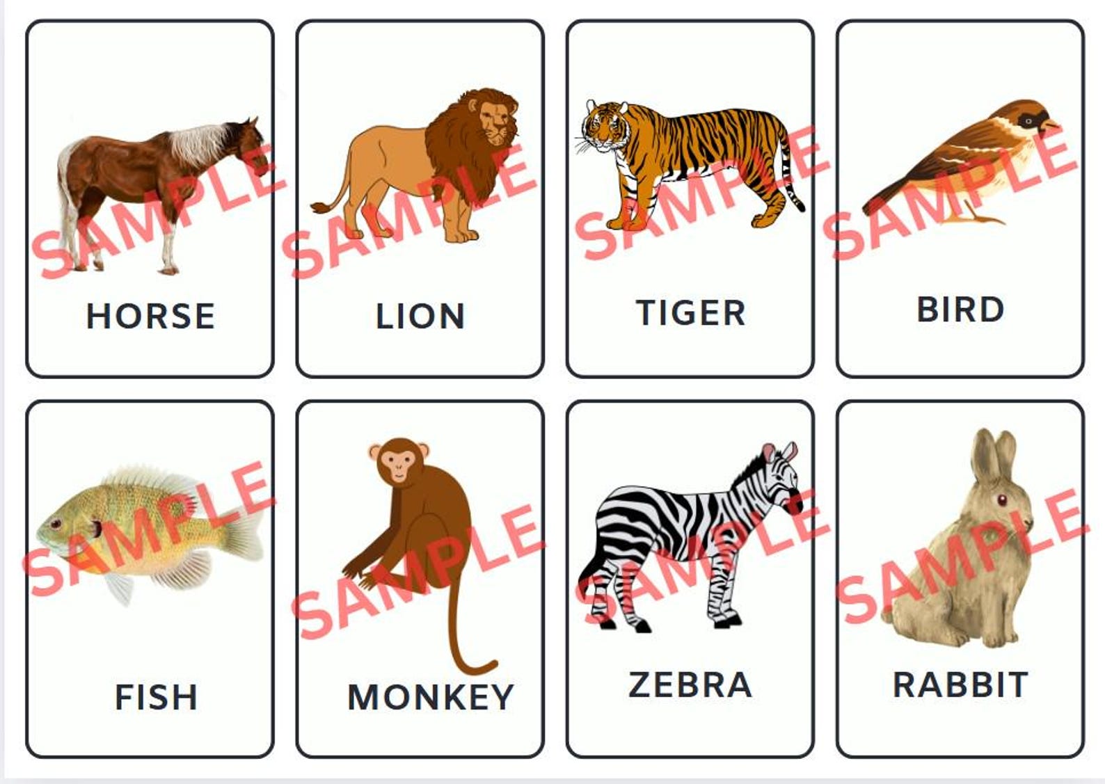 Printable Animal Flashcards for Kids | Preschool Learning Cards ...