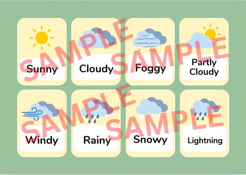 Weather Flashcards for Kids | Preschool Printable Weather Cards ...