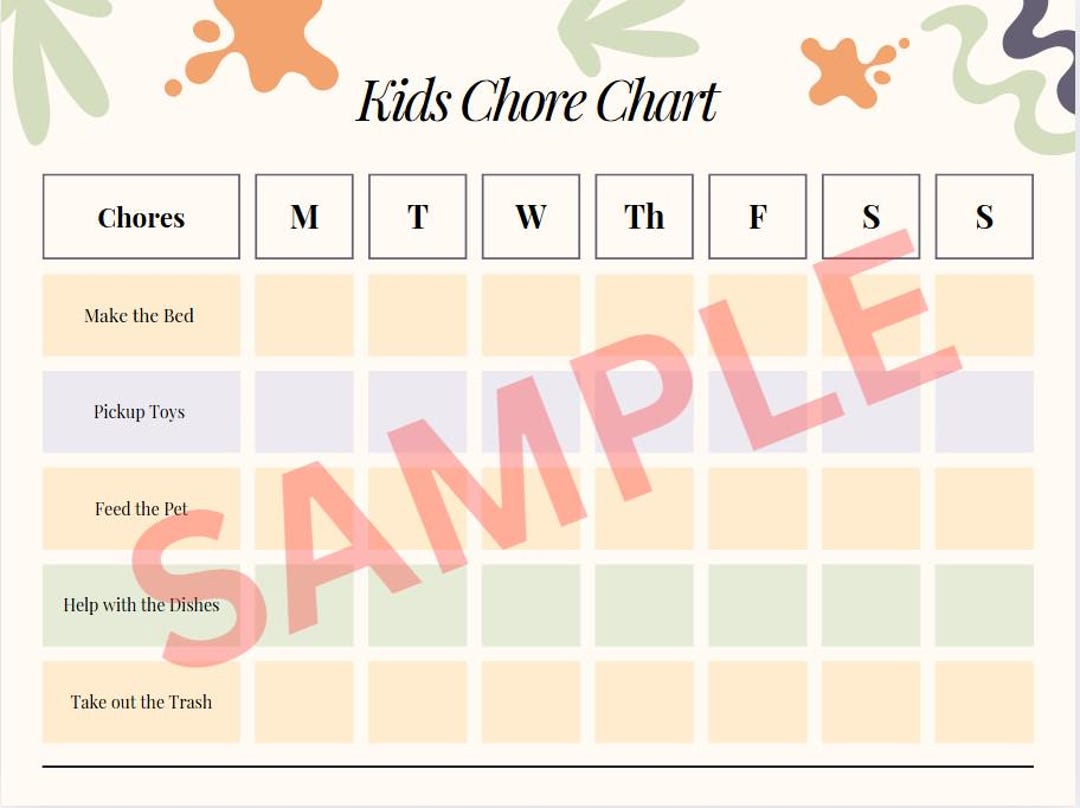 Kids Chore Chart Printable | Daily & Weekly Responsibility Chart for ...
