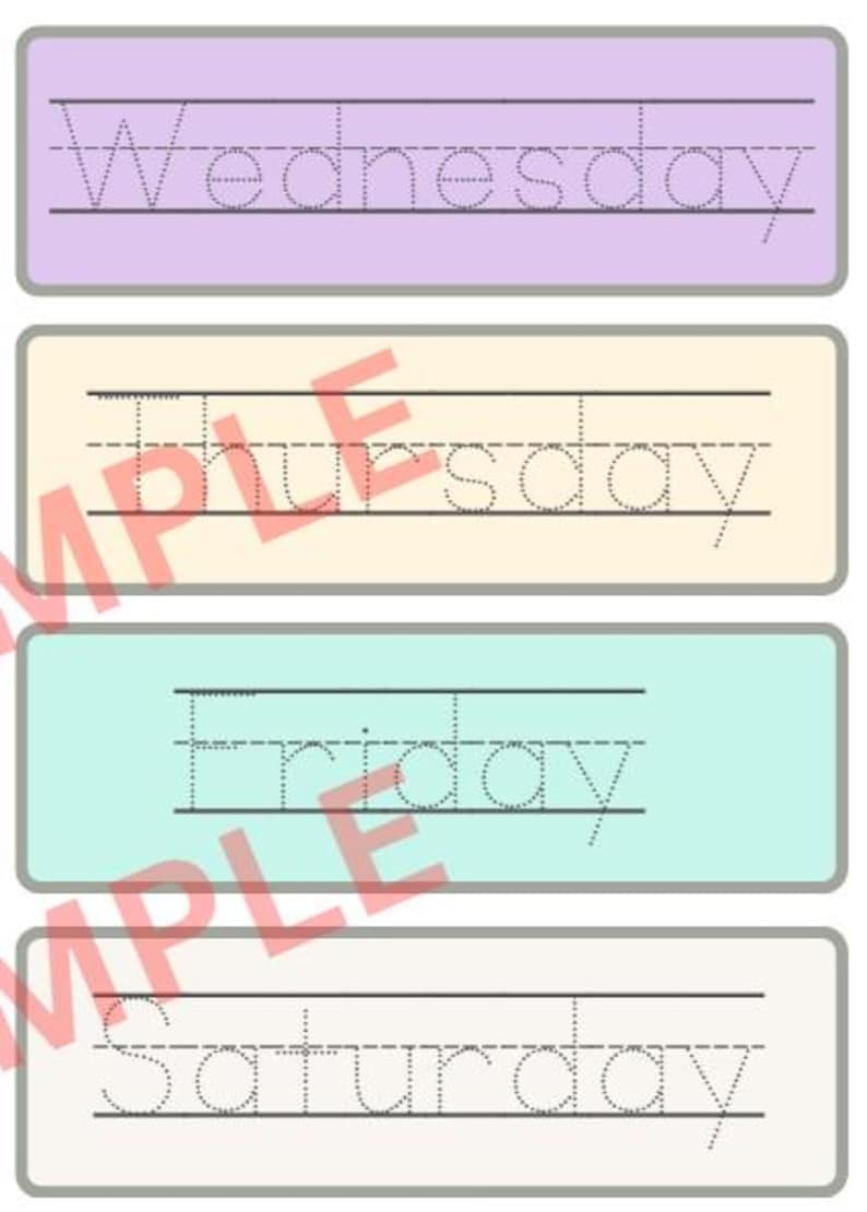 Printable Days of the Week Flashcards for Kids | Preschool Learning ...