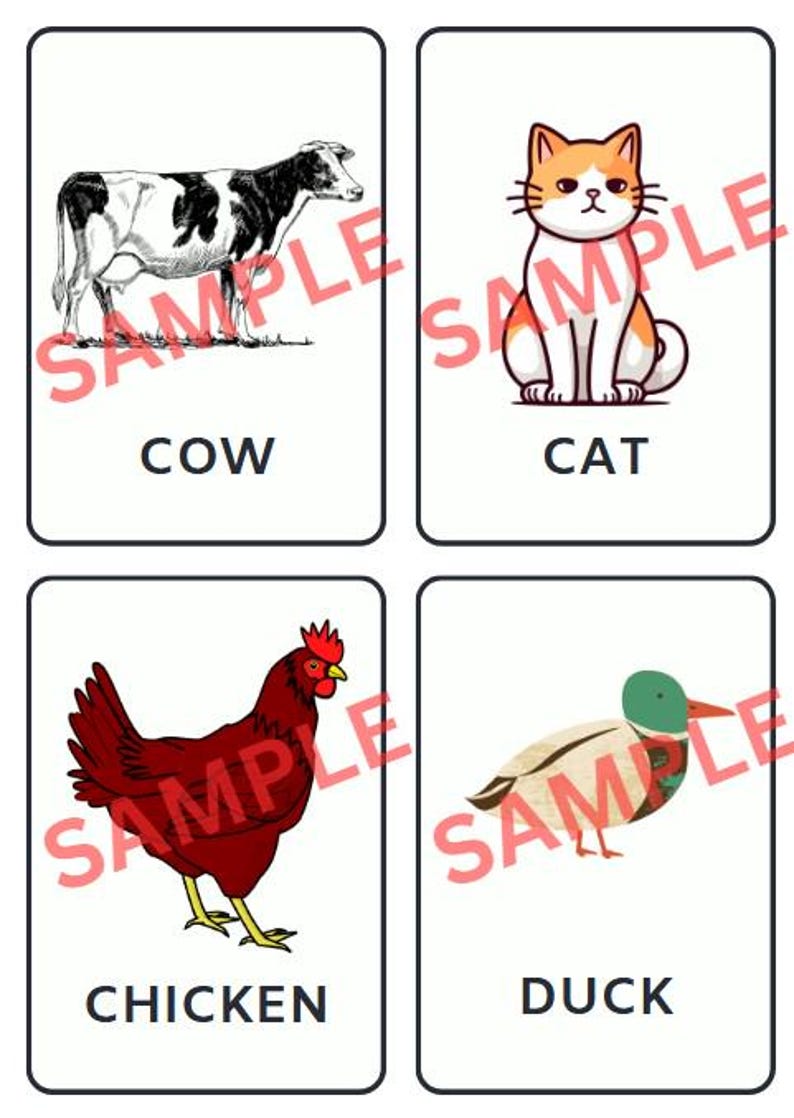 Printable Animal Flashcards for Kids | Preschool Learning Cards ...