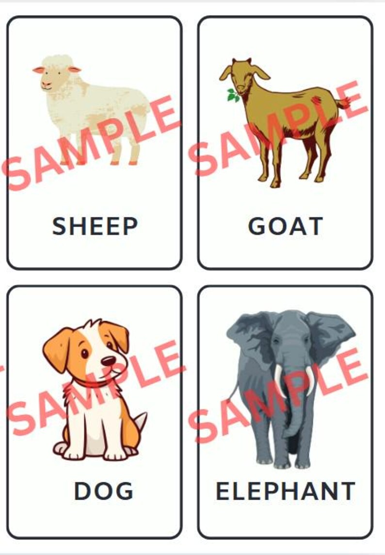 Printable Animal Flashcards for Kids | Preschool Learning Cards ...