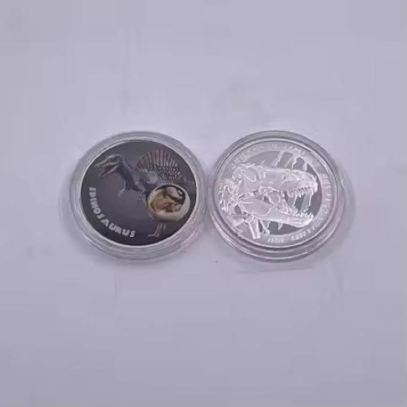 Jurassic Dinosaur Coin Set - Silver Plated Collectible Coins - Gift Box ...