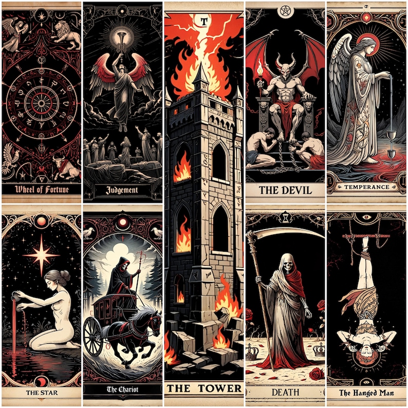 The Gothic Tarot - Printable Gothic Full Deck - Etsy