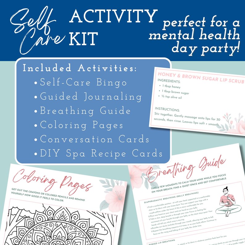 Self-care Party Activity Kit | Printable Wellness Games, Guides, & Spa ...
