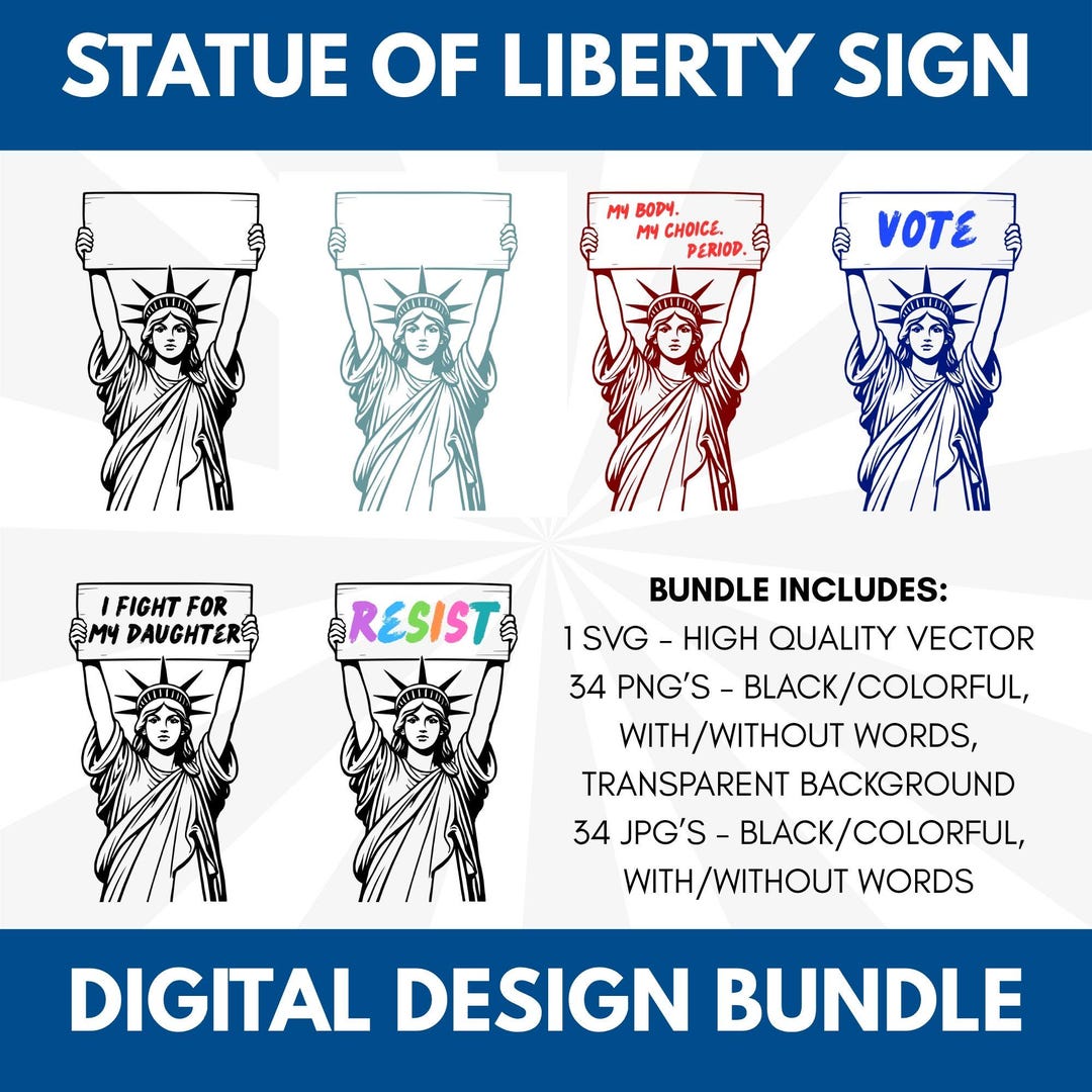 Statue of Liberty Sign Design Bundle | Political Activist Clipart ...